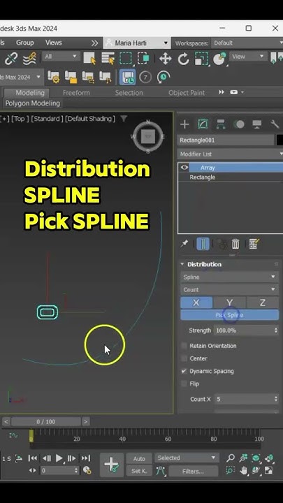 ARRAY modifier - SPLINE distribution method #3d #zajno #song #music #shorts #short #animation ...