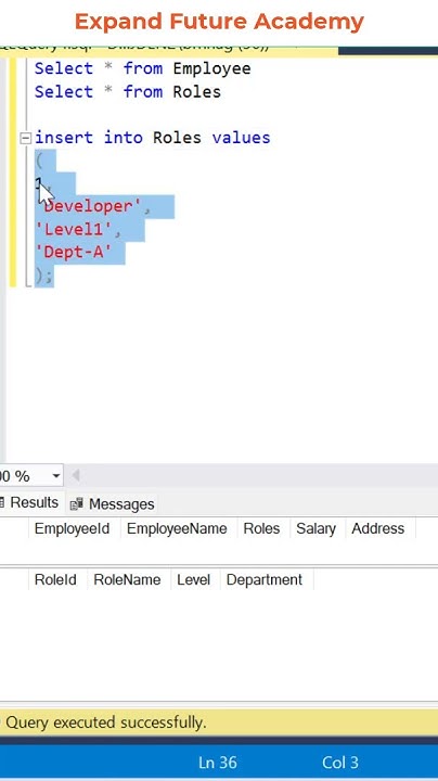 Sql One Minute Tutorial 009 Expandfutureacademy Shorts Programming Csharp Dotnet Coding