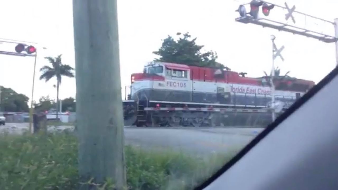 FEC 222-13 glides out of Hialeah 8-13-14 - YouTube