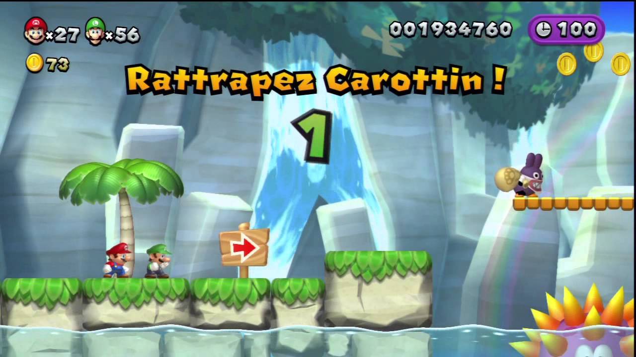 New Super Mario Bros. U - Mer Mentalo - 3-4 : Rattrapez Carottin ...