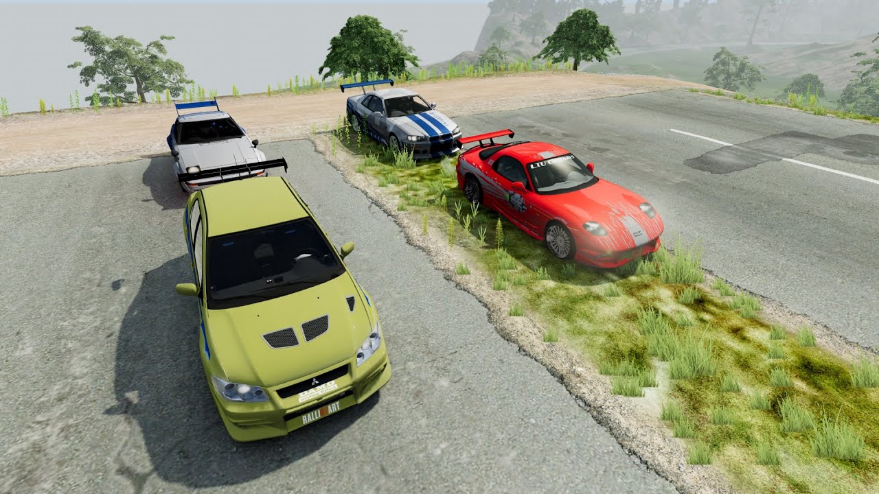 Cars with Fast and the Furious, BeamNG Drive - YouTube