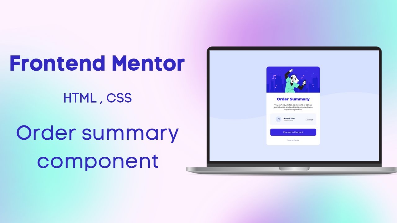 Frontend Mentor Challenge Order Summary Component Youtube