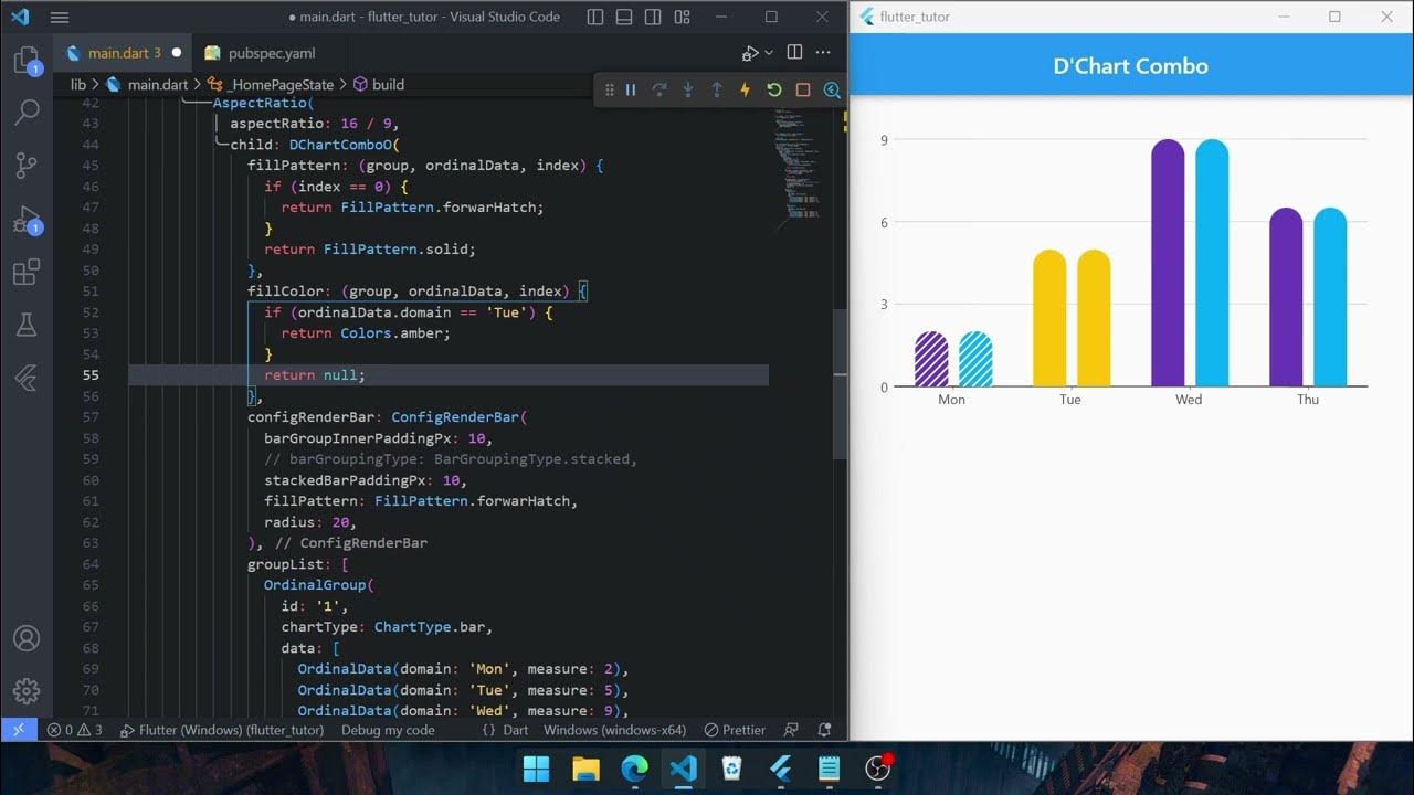 Combo Chart Flutter - Bar Style (D Chart) - YouTube