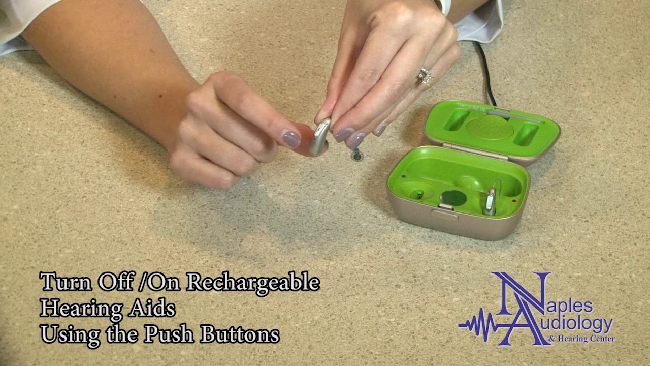 How to manually turn off rechargeable hearing aids - YouTube