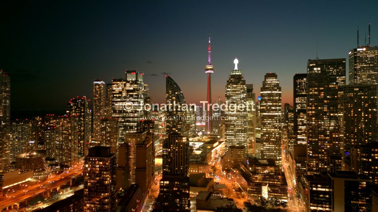 Toronto Drone 4K Stock Footage | Downtown Night Skyline 01 - YouTube