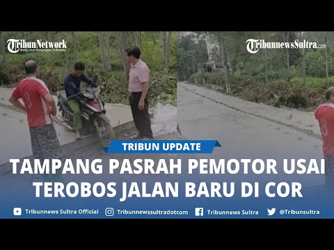 Viral Aksi Nekat, Seorang Pemotor Terobos Jalan Cor Yang Masih Basah