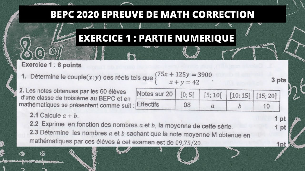 𝘾𝙊𝙍𝙍𝙀𝘾𝙏𝙄𝙊𝙉 𝘽𝙀𝙋𝘾 2020 𝙀𝙋𝙍𝙀𝙐𝙑𝙀𝙎 𝘿𝙀 𝙈𝘼𝙏𝙃𝙀𝙈𝘼𝙏𝙄𝙌𝙐𝙀 : 𝙀𝙓𝙀𝙍𝘾𝙄𝘾𝙀 1 PARTIE ...