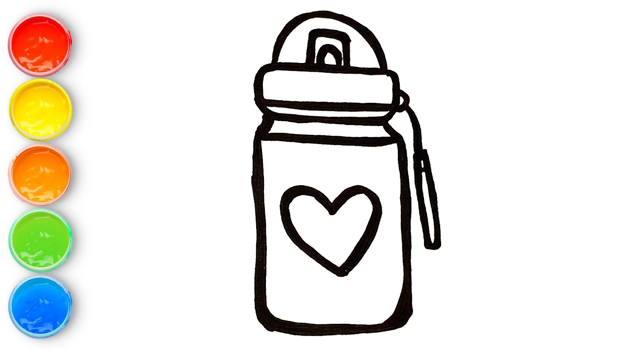 How to Draw Water Bottle | Easy and Fun Drawing, Painting and Coloring ...