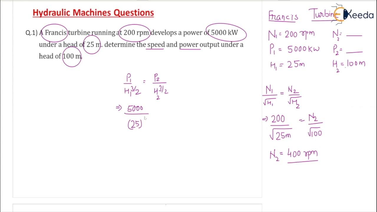 Unit Speed | Discharge | Power In Fluid Mechanics & Hydraulic Machines | GATE Numerical 1 - YouTube