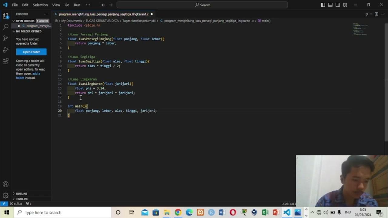 Tutorial Membuat Program Menghitung Luas Persegi Panjang, Segitiga, Lingkaran Menggunakan ...