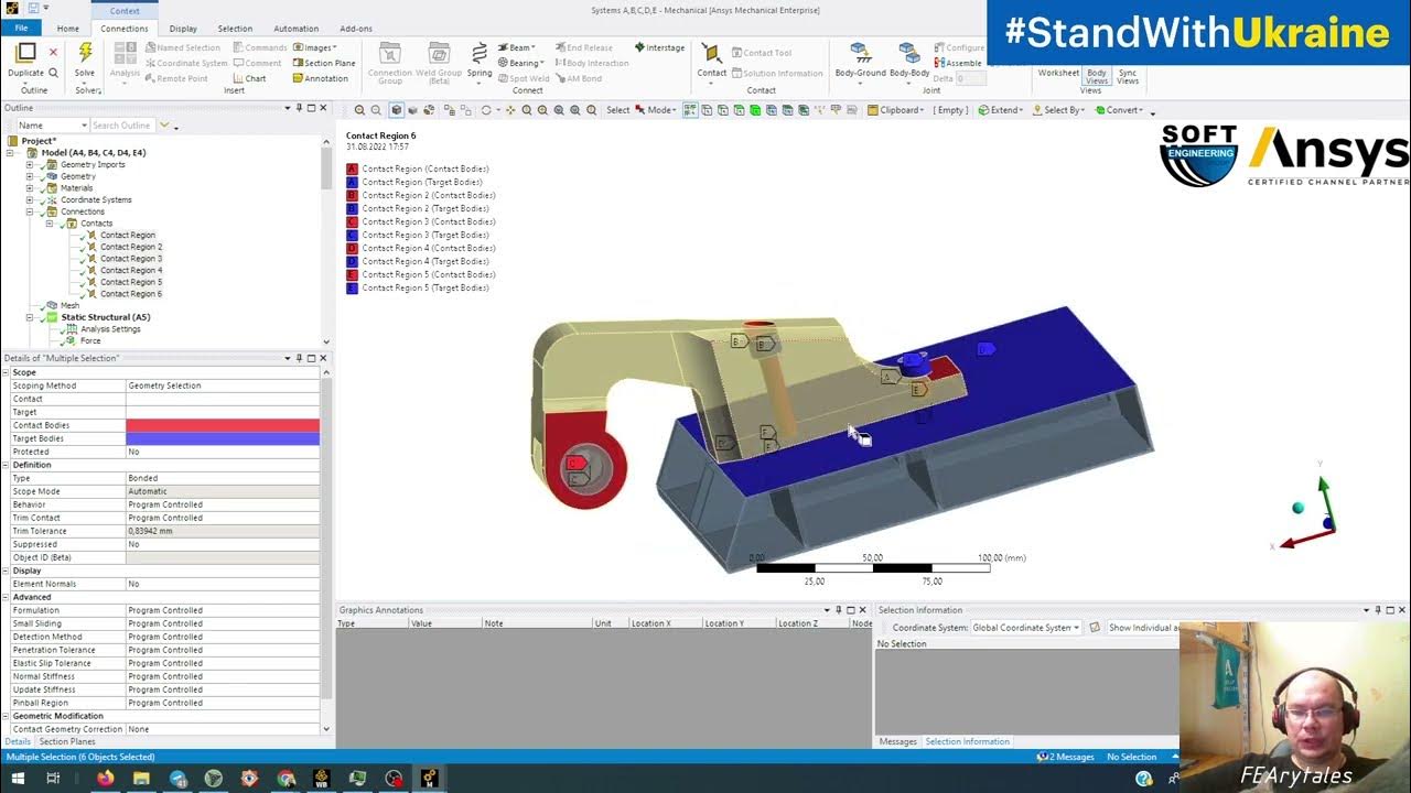 Different Statement - Different FEA Result. How Contacts influence Simulations - YouTube
