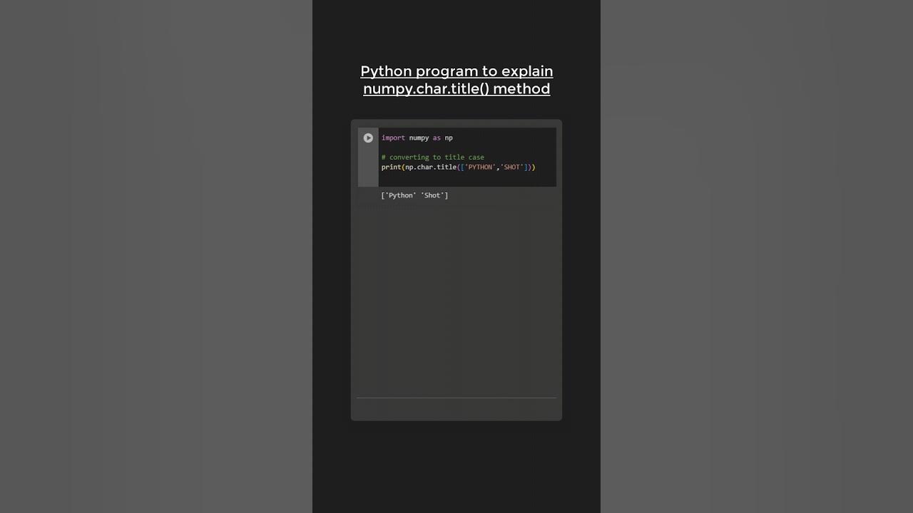 numpy.char.title( ) function for NUMPY string operations in Python 😱😁😱😁 ...