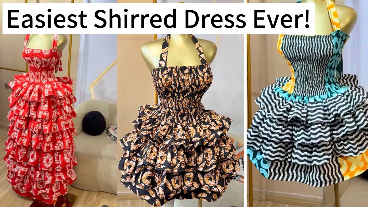 How To Sew a Shirred 3-Tier Layered Dress DIY Summer Dress Tutorial |No ...