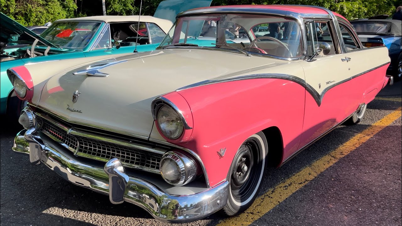 1955 Ford Fairlane Crown Victoria Tropical Rose and Snowshoe White ...