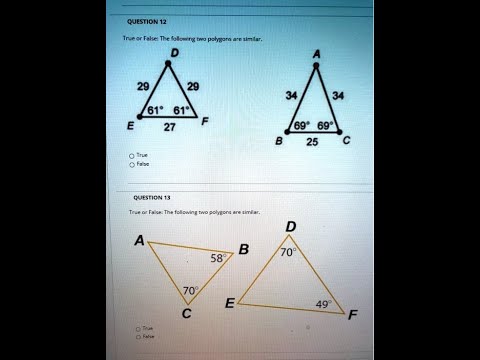 [Math] True or False: The following two polygons are similar. 29 29 34 ...