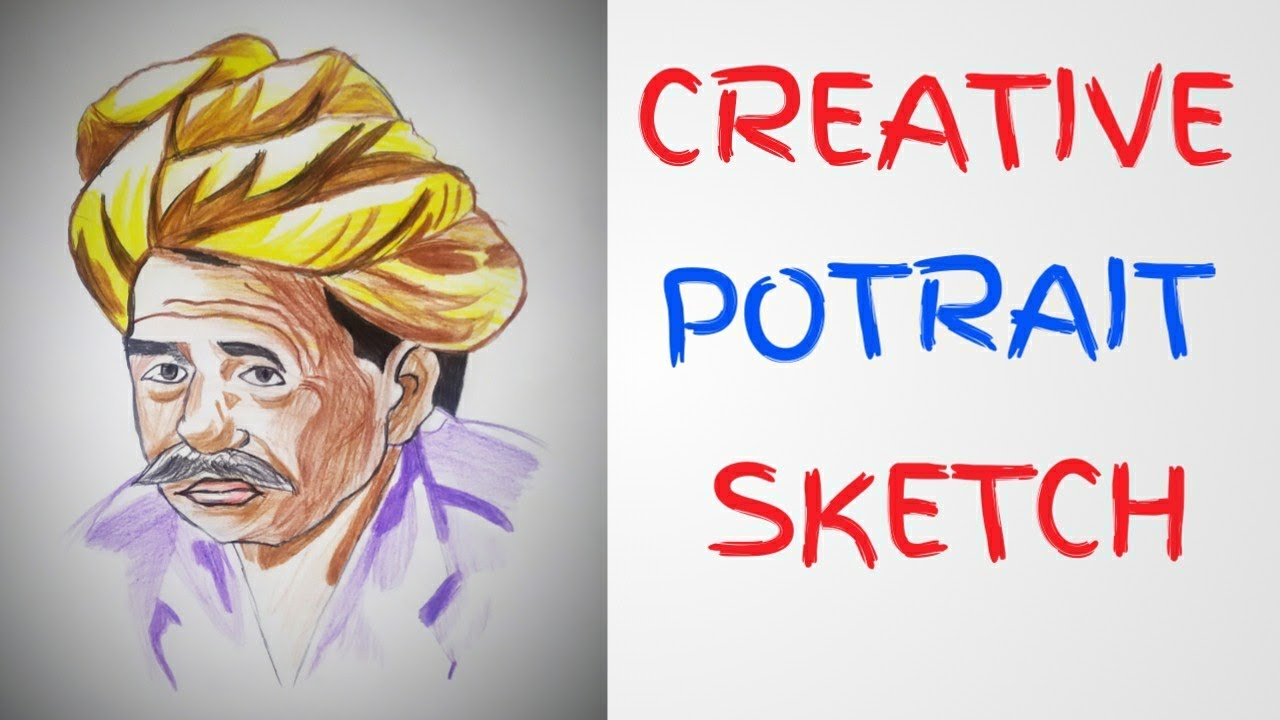 Creative portrait sketch / Pencil colour - YouTube