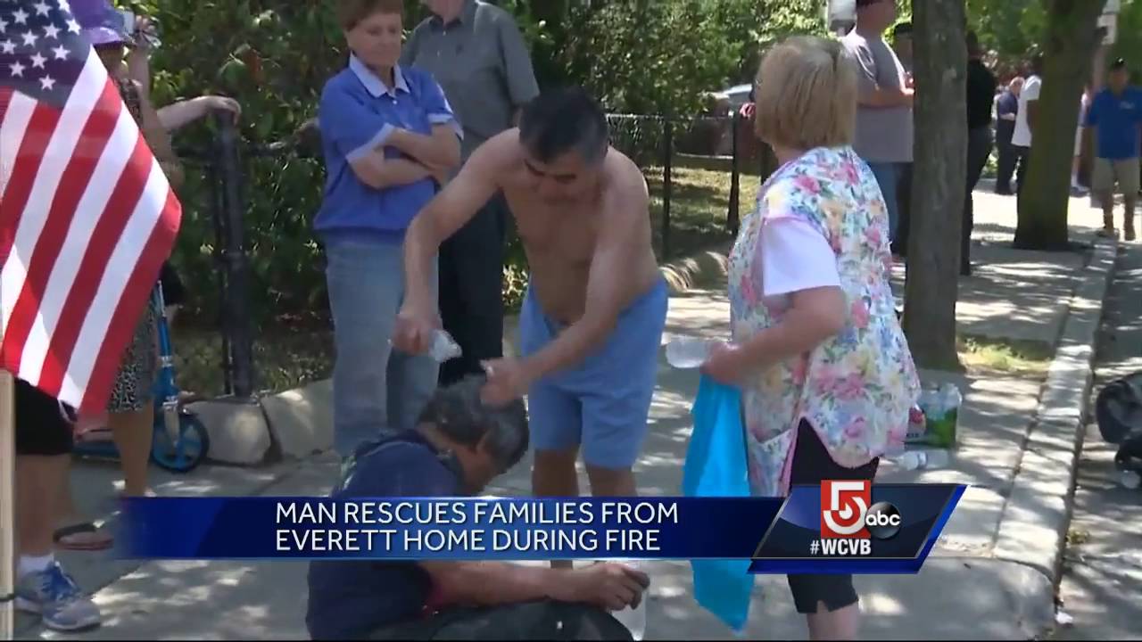 'He's a hero' Man who caught fire on camera evacuates burning home ...