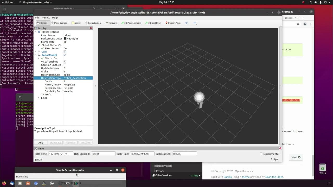 ROS2 Galactic urdf tutorial HD 720p - YouTube