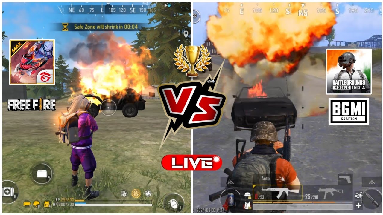 🔥 Free fire v/s BGMI 👍// Pubg Bgmi VS Free Fire || Free fire vs bgmi ...