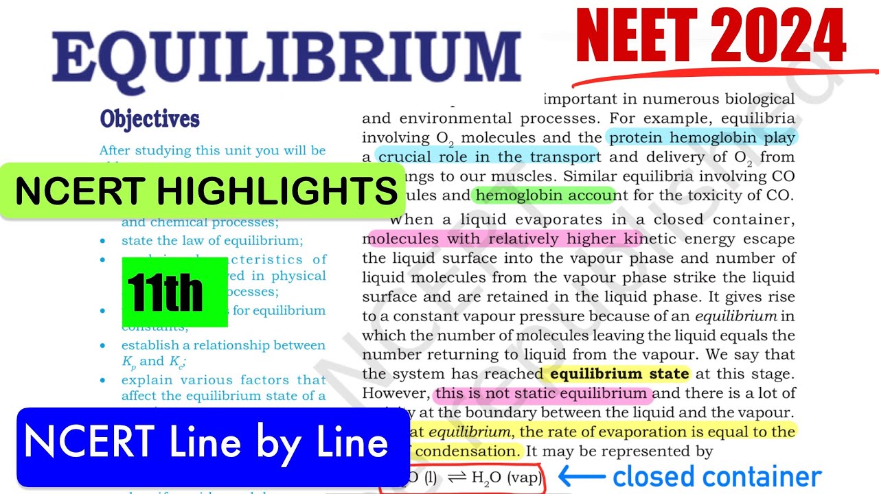 CHEMICAL EQUILIBRIUM NCERT Line By Line in One Shot|| NCERT HIGHLIGHTS ...