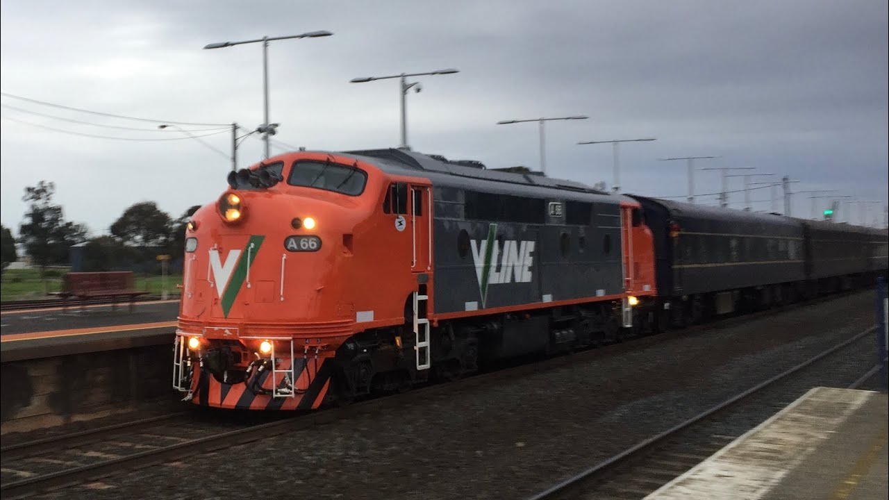 A66 in V/line MK1 livery On a special to Geelong at north Shore Heading ...