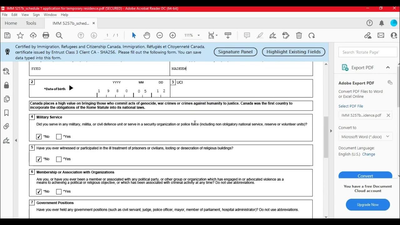 How to fill IMM 5257b application... with Usman ch - YouTube