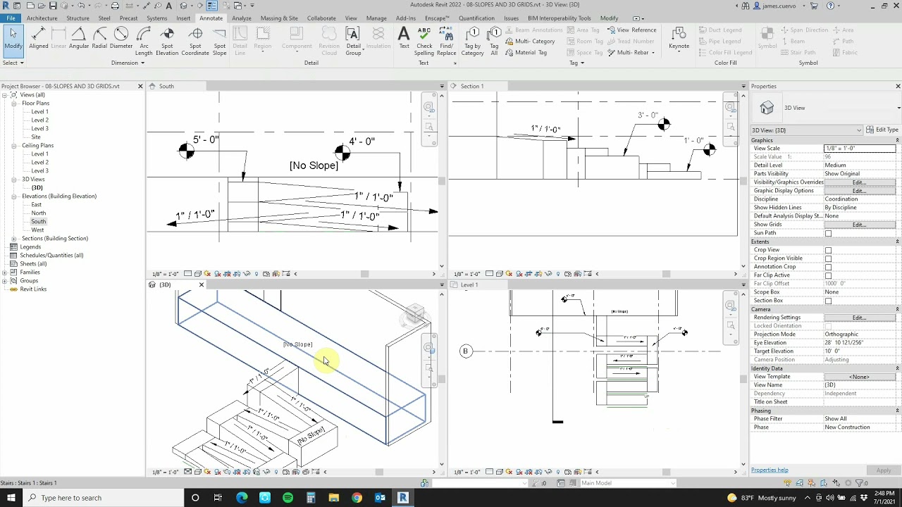 Slopes And 3D Grids In Revit 2022 YouTube Slopes And 3D Grids In Revit 2022 YouTube