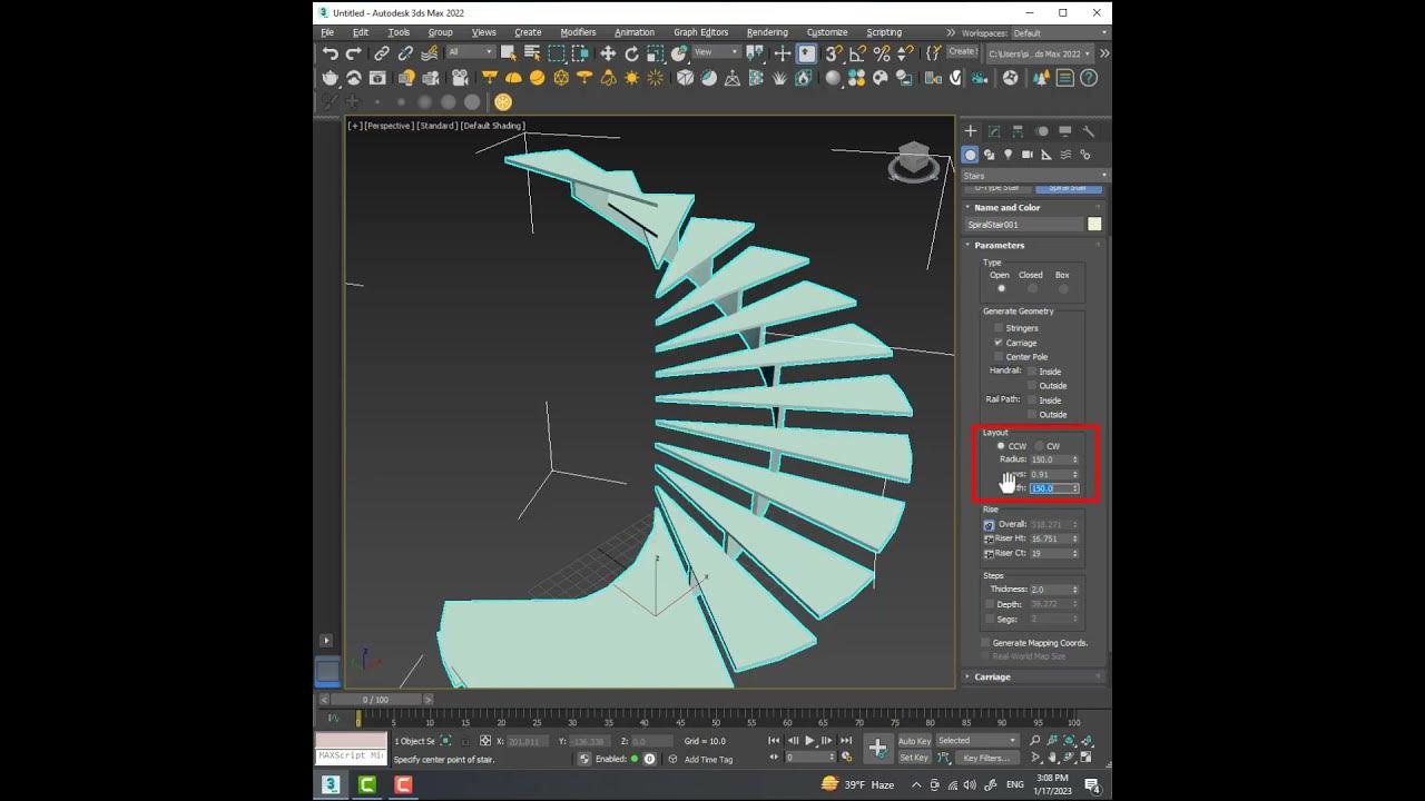 How to make Spiral Staircase|3Ds Max Tutorial - YouTube