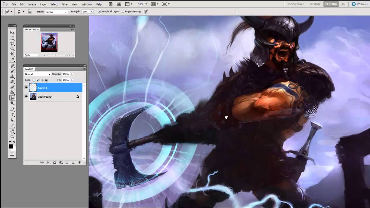 Photoshop rendering techniques tutorial Grayscale to Colour Smudge Tool ...