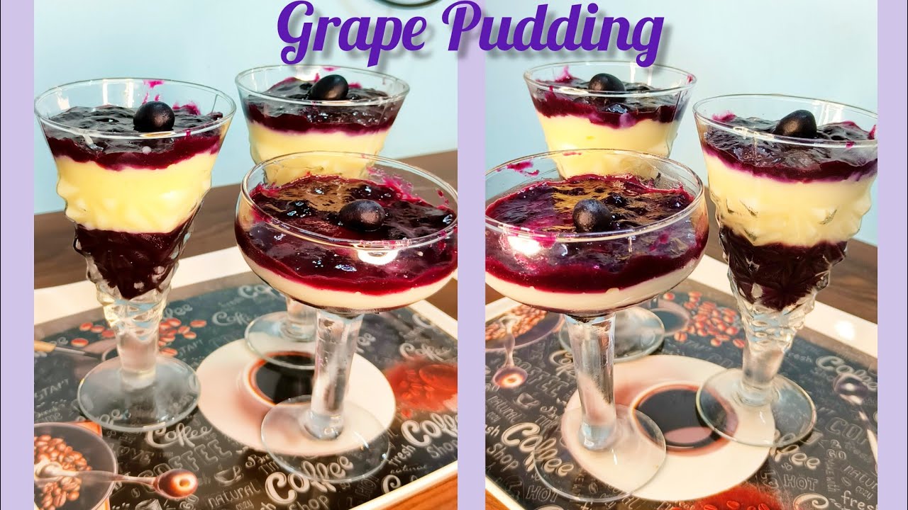 Grape Pudding || Grape & Vanilla pudding || No gelatin Grape Pudding 🍇 ...