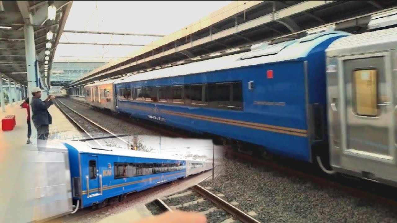 Kereta BIMA dengan Compartement Suites melintas langsung di stasiun ...