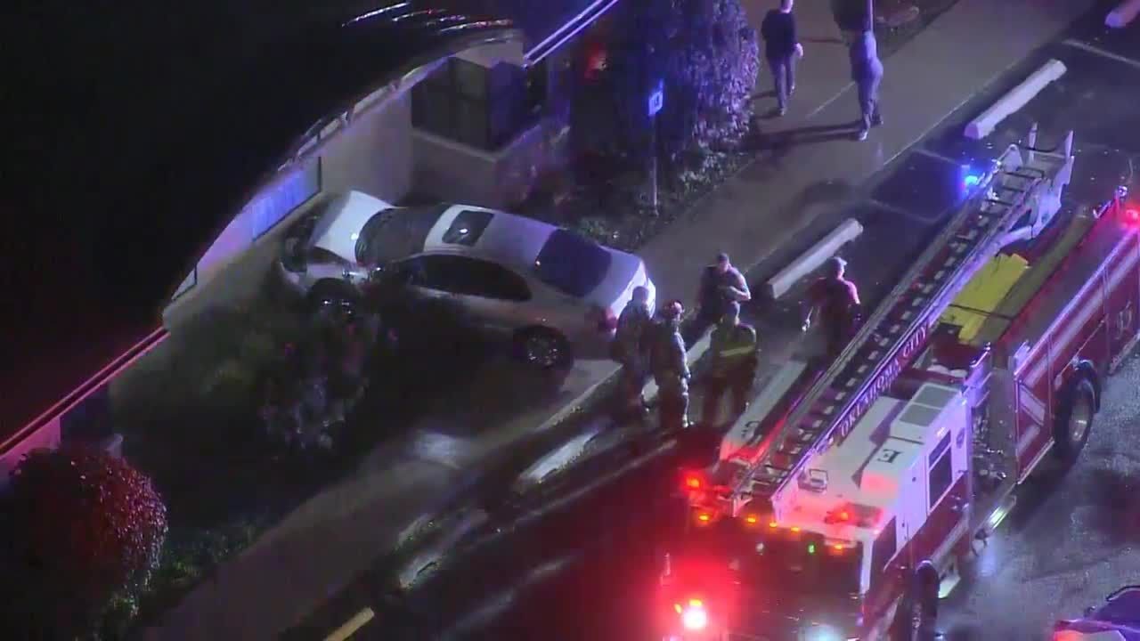 Several crews, EMSA respond after car crashes into side of southwest ...