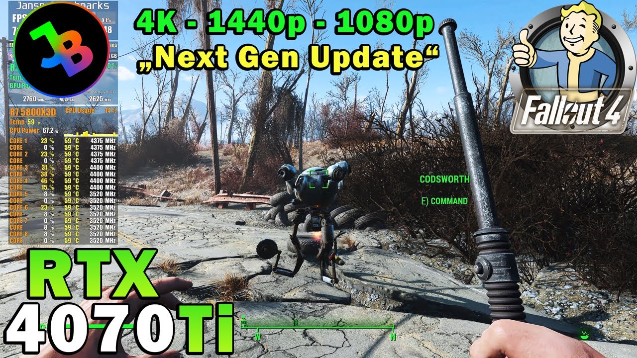 Fallout 4 "Next Gen" Update | RTX 4070 Ti | R7 5800X3D | 4K - 1440p ...