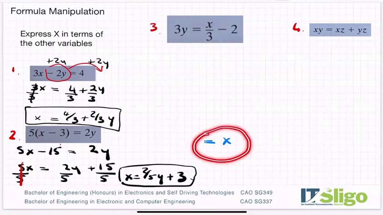 Algebra Formula Manipulation examples Leaving Cert Higher Level - YouTube
