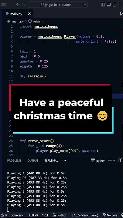 🎄 Jingle Bells 🎄🎹 - but in Python #shorts #python #merrychristmas # ...