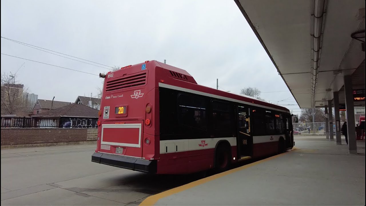 TTC 20 Cliffside Bus Ride #8562 from Main Street Stn to Kennedy Stn ...