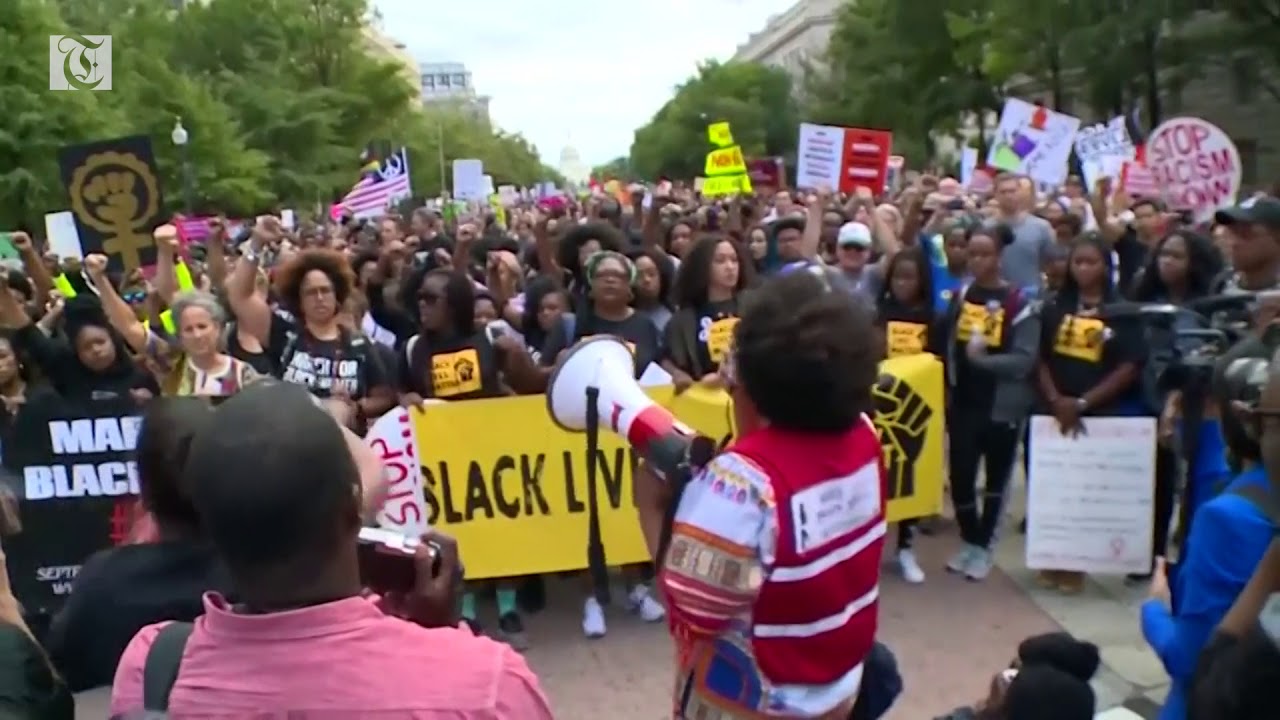 Marches for women and racial justice converge in DC - YouTube