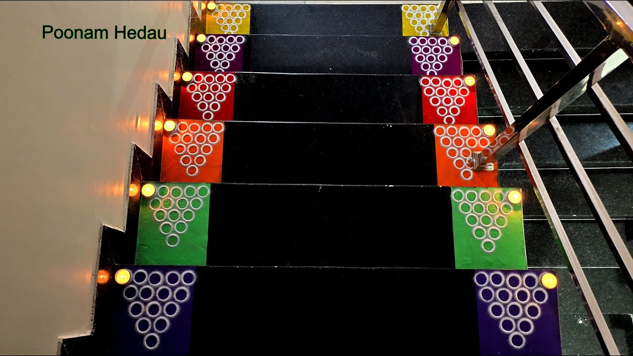 Stairs Rangoli Design 2021 | Diwali special stairs rangoli | border ...