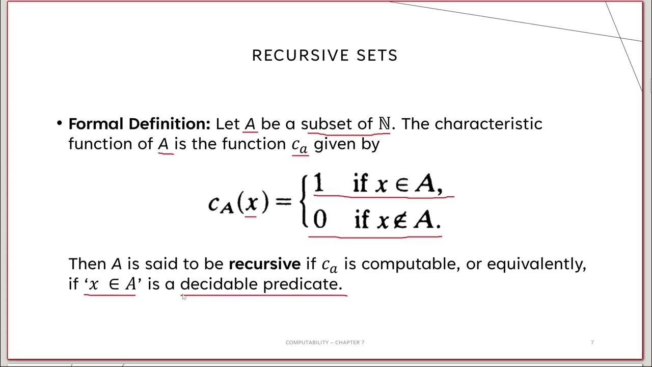 Computability CH7 - Recursive and recursively enumerable sets - YouTube