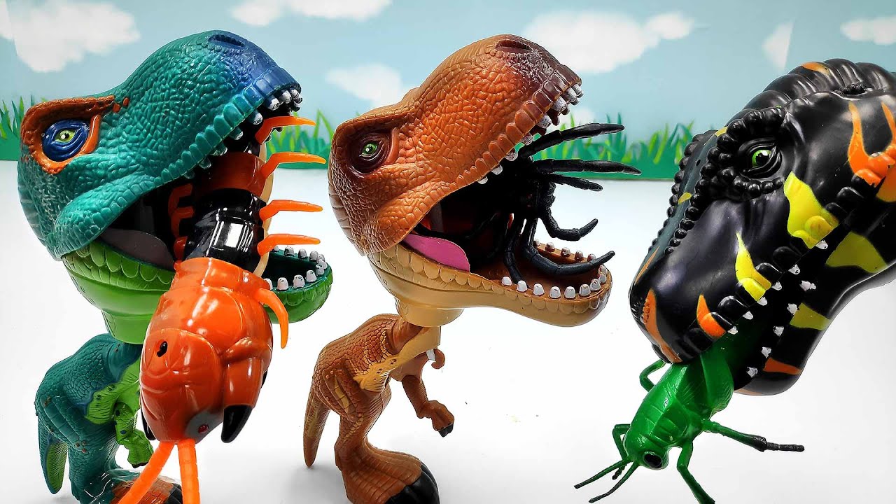 3 T-Rex Dinosaur Eat Monster Bugs! Hatching Dinosaur Eggs - YouTube