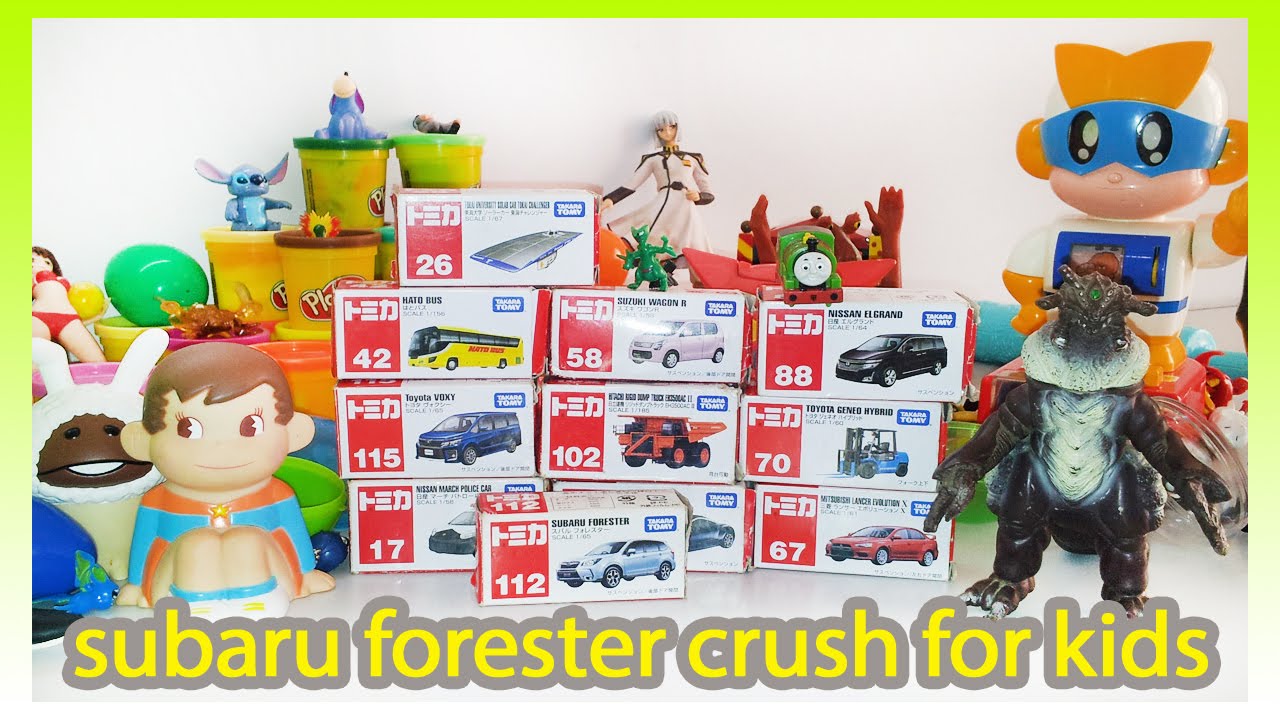 subaru forester crush with other toys car for kids - YouTube