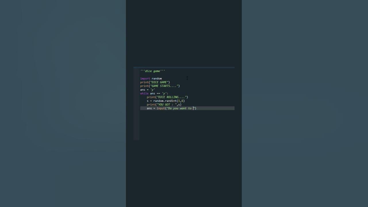 Dice Game In Python python coder class12 shorts shortvideo YouTube dice-game-in-python-python-coder-class12-shorts-shortvideo-youtube