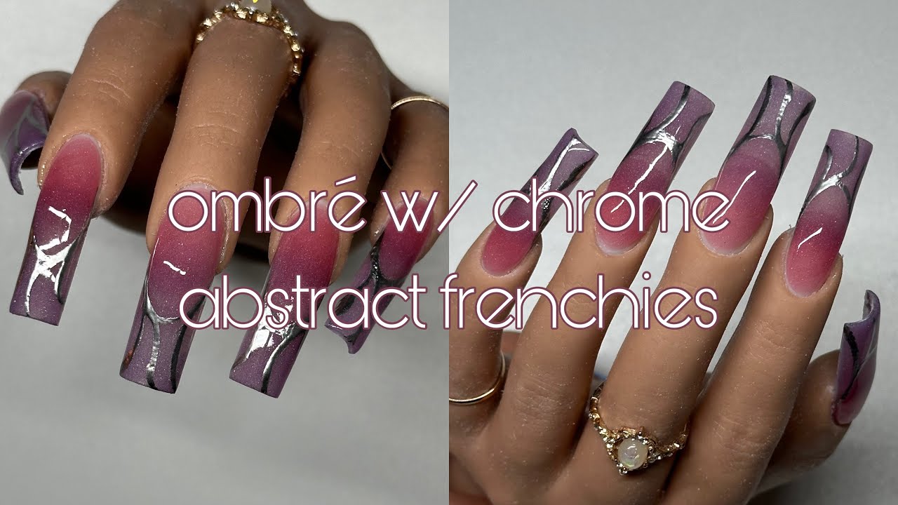 Pink & Purple Ombre Nails💕 | Chrome Abstract French Tips - YouTube