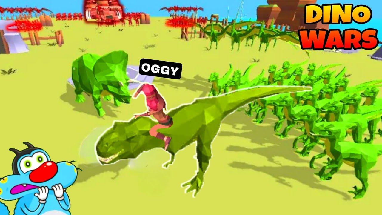 Oggy Build Overpowered World Biggest Dinosaurs Army In Dino Wars Game ...
