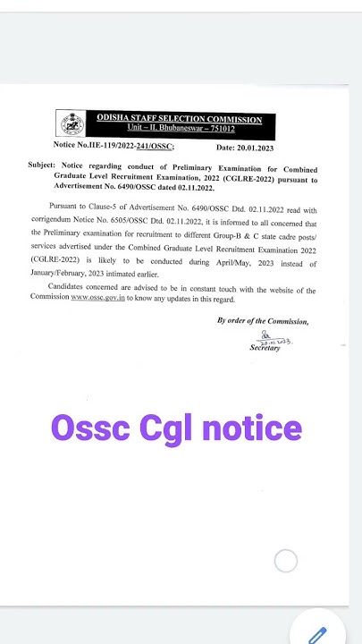 ossc Cgl notice 2023 #shorts #ossc - YouTube
