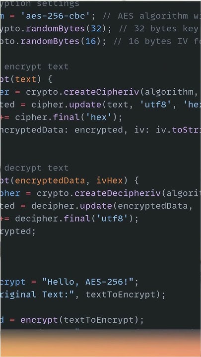 Secure Your Data with AES-256 Encryption in Node.js! 🔒 | Quick Tutorial #nodejs #encryption #js ...