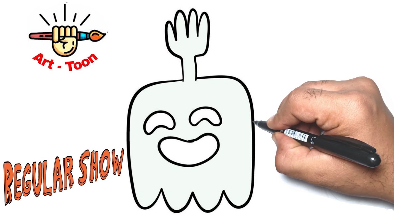 how to draw high five ghost from regular show step by step - YouTube