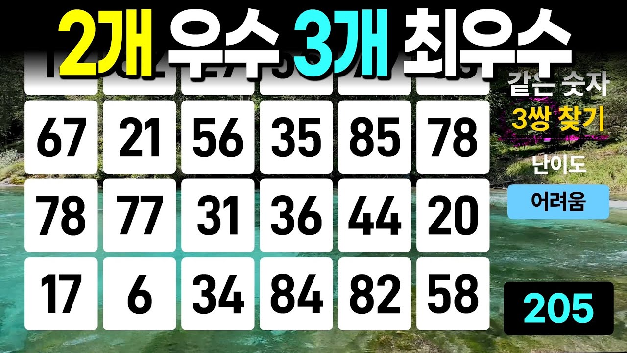 숫자 3쌍은 거의 찾을 수 없습니다 같은숫자찾기 치매예방퀴즈 치매예방활동 숫자퀴즈 숫자찾기 단어퀴즈 치매테스트