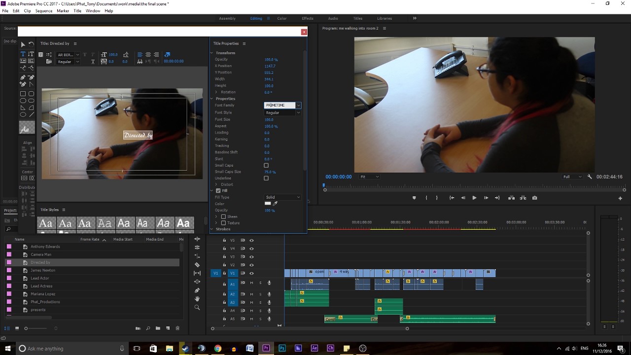 editing the titles onto the final cut - YouTube
