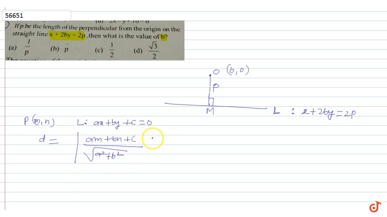 If p be the length of the perpendicular from the origin on the straight ...